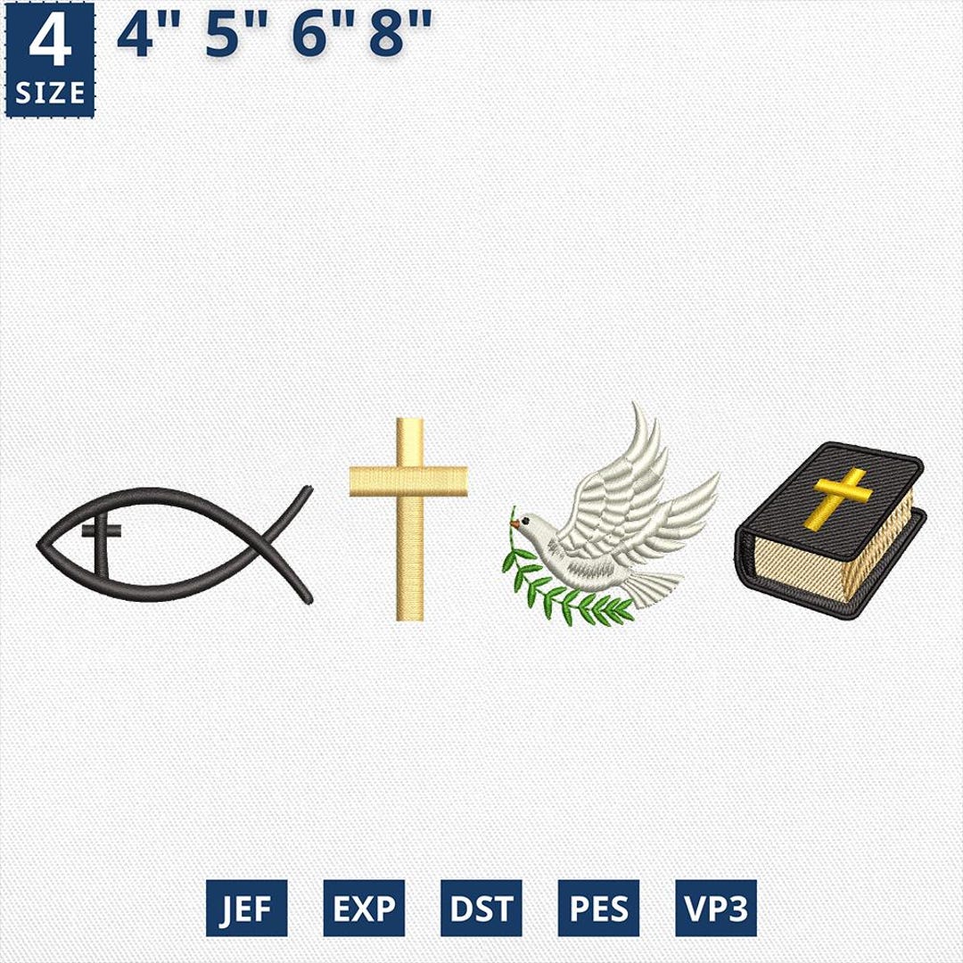 Faith Symbol Embroidery Design, Christian Cross and Dove Machine ...