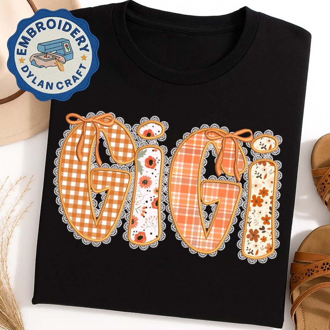 Preppy Floral Fall Applique Design, Gigi Fall Lace Bow Embroidery File ...