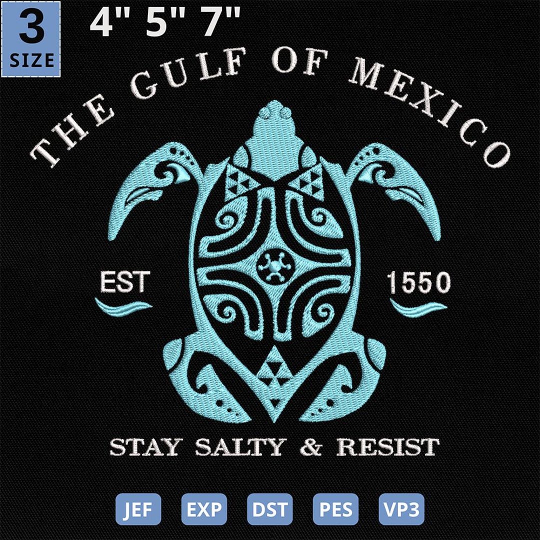 Gulf of Mexico Stay Salty Resistance Embroidery, FDT Embroidery Design ...