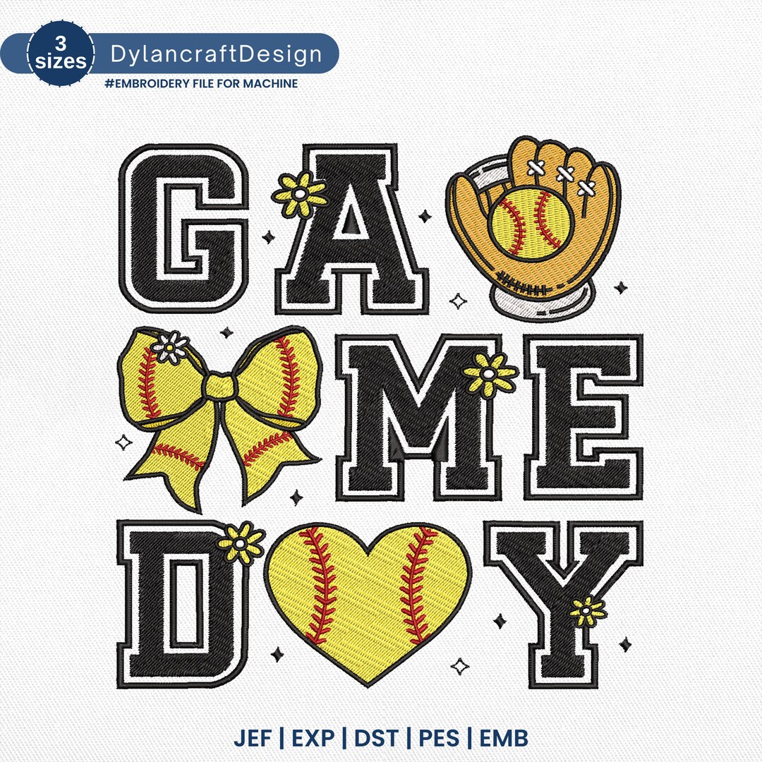 Embroidery Softball File, Softball Game Day File, Softball Mama ...