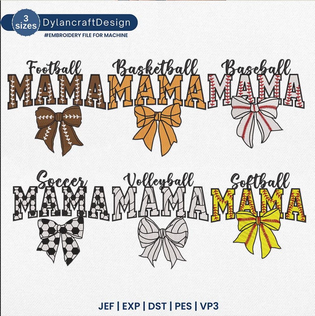 Sports Mama Embroidery Design, Softball Mama Embroidery, Baseball Mama ...