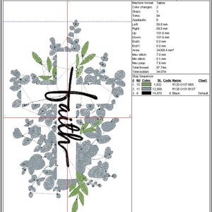 Floral Faith Cross Embroidery, Floral Cross Embroidery Design ...