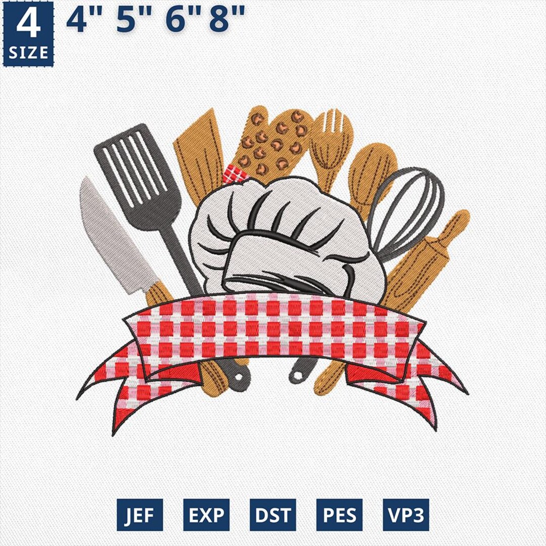 Personalized Chef Tools Split Embroidery, Kitchen Tools Design, Baking ...