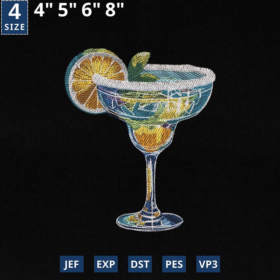 Margarita Cocktail Embroidery Design, Summer Drink Machine File ...