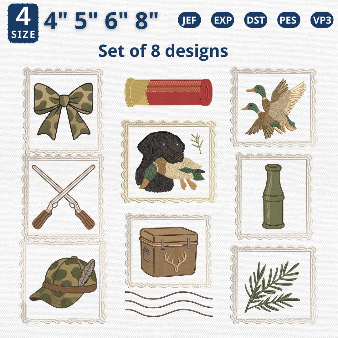 Set of 9 Hunting Embroidery Design, Duck Hunting Machine File, Deer ...