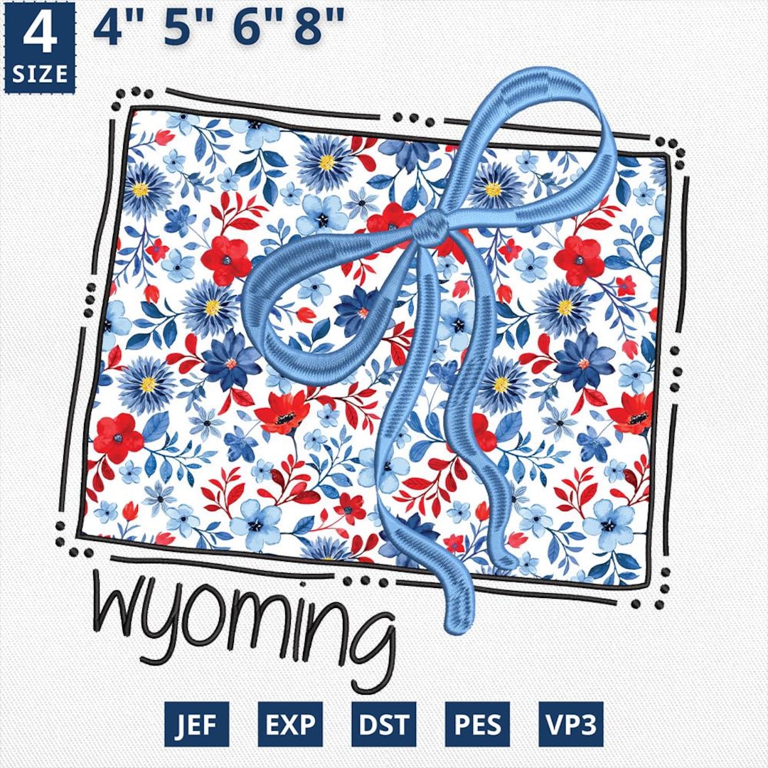 State Map 4th of July Applique, State Embroidery Floral Coquette ...