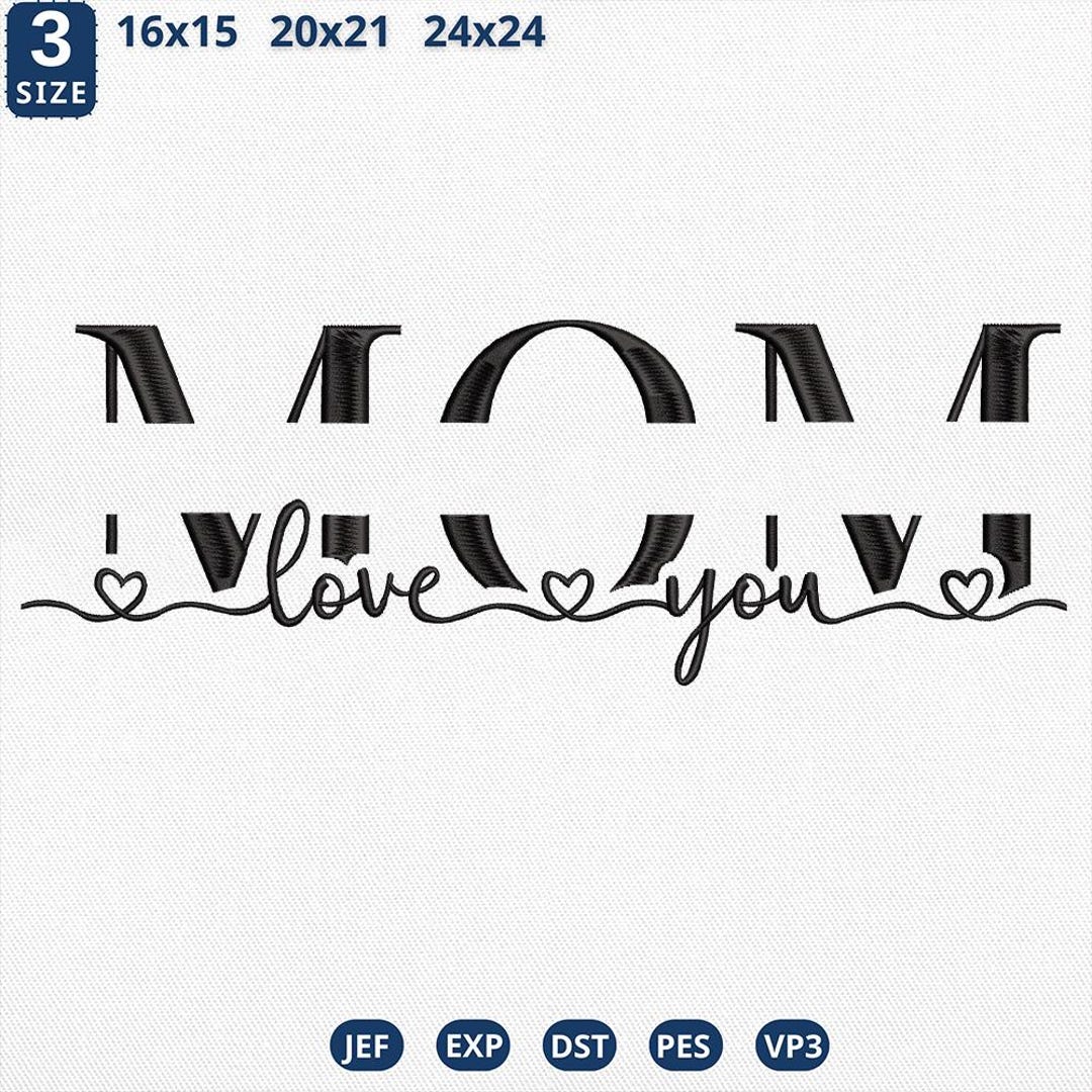Custom MOM Embroidery Design With Kids Name, Children's Name Embroidery ...