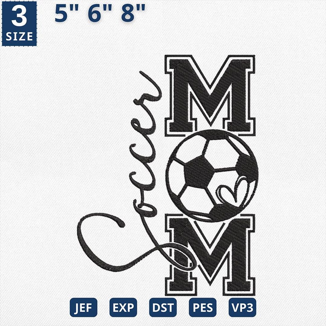 Soccer Mom Vertical Embroidery Design, Soccer Mama Embroidery, Fall ...