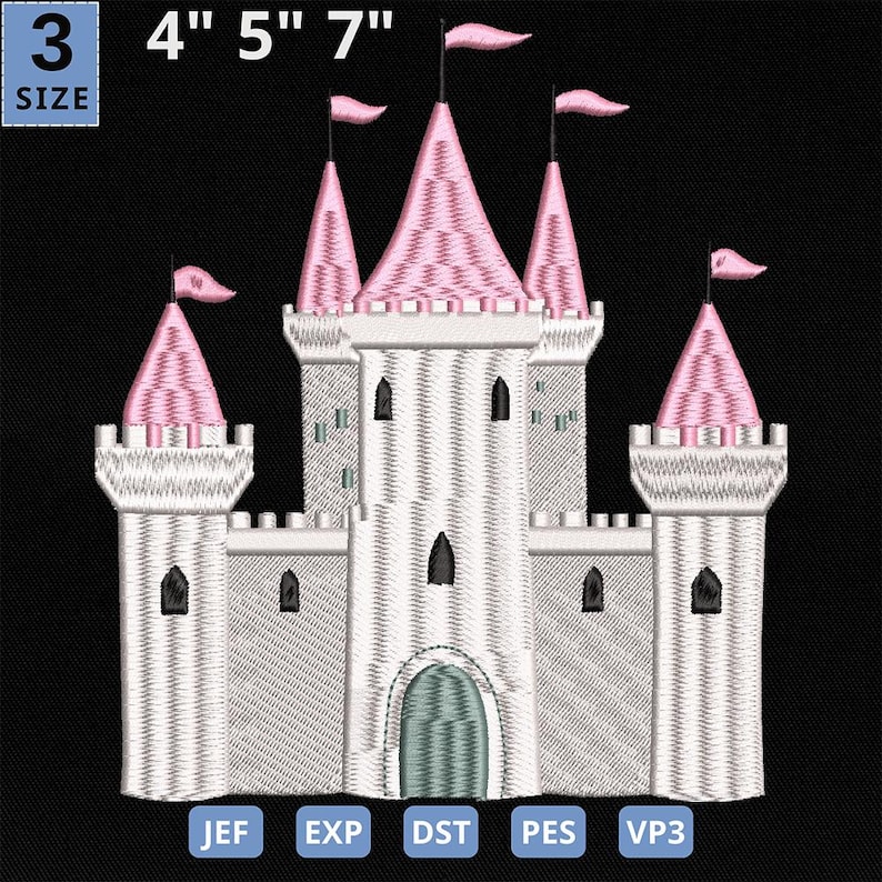 Princess Castle Embroidery Design, Magical Kingdom Embroidery ...