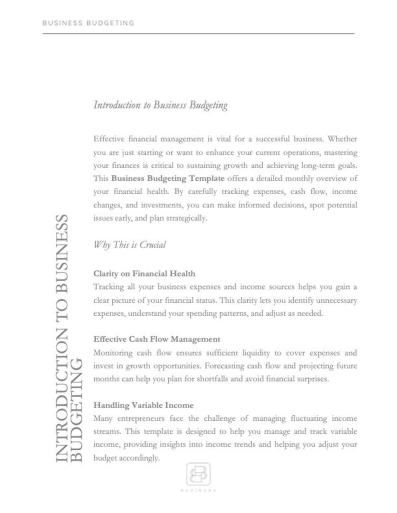 Editable Business Budget Template Printable PDF for Small Businesses - Etsy