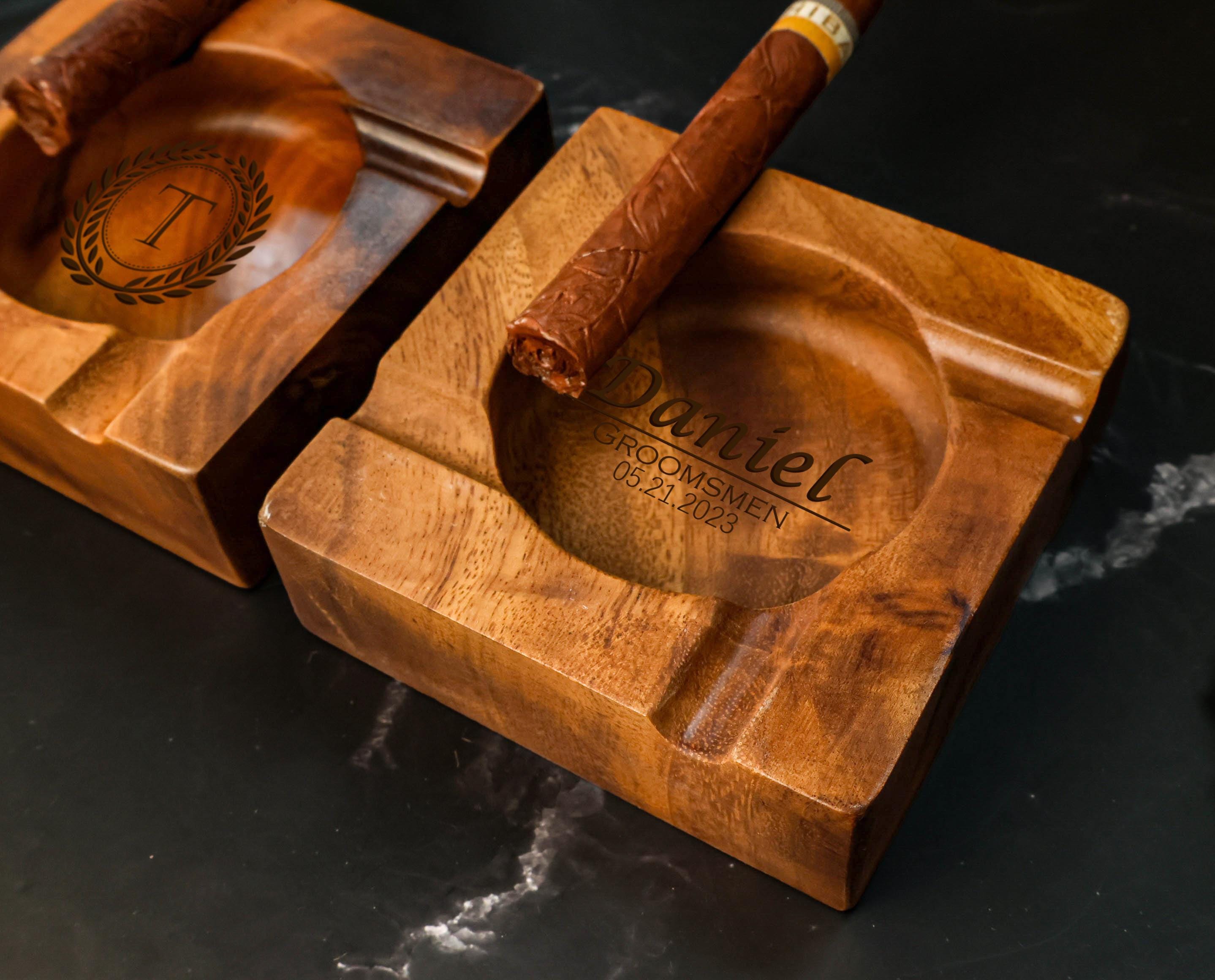 Custom Cigar Walnut Ashtray, Cigar Accessories, Groomsmen Gifts,perfect ...