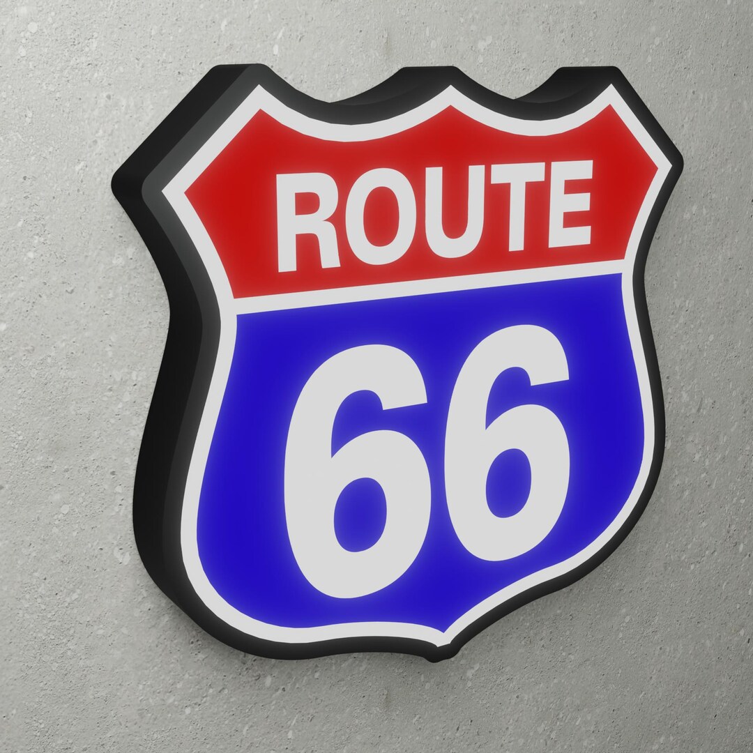 Classic Route 66 LED Wall Sign Retro American Highway Road Sign Decor ...