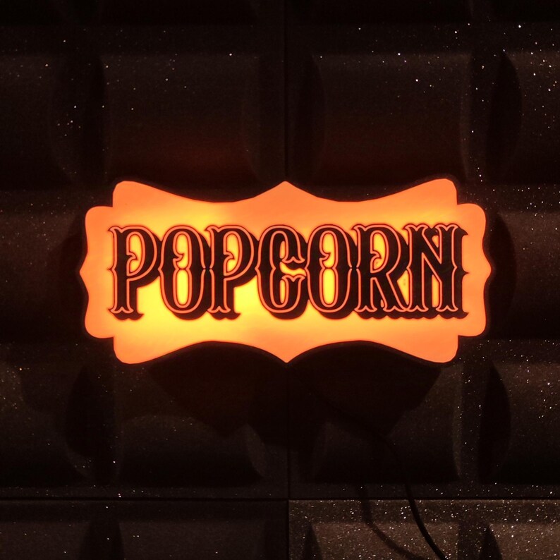 Popcorn Art Deco LED Lightbox Sign Circus Vintage Wall Mounted Sign ...