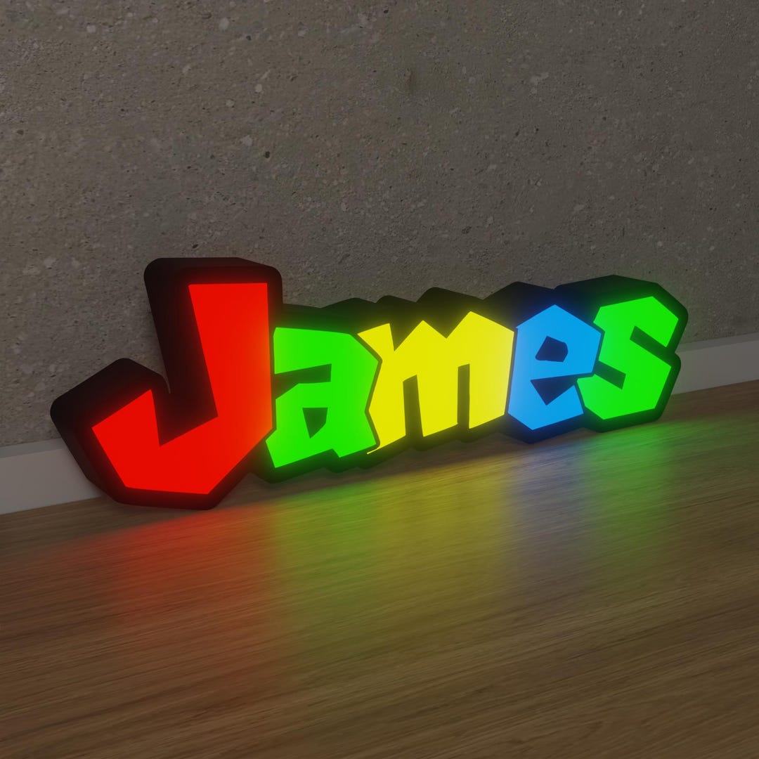 Custom Super Mario Name Led Illuminated Lightbox Sign - Personalized ...