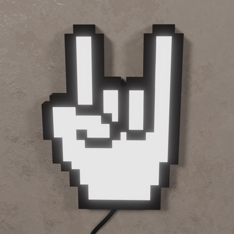 Heavy Metal Hand Mouse Cursor LED RGB Light Sign – Rock N Roll Retro ...