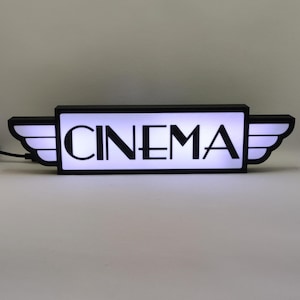 Cinema LED Lightbox Sign Movie Lovers Vintage Art Deco Marquee Wall ...