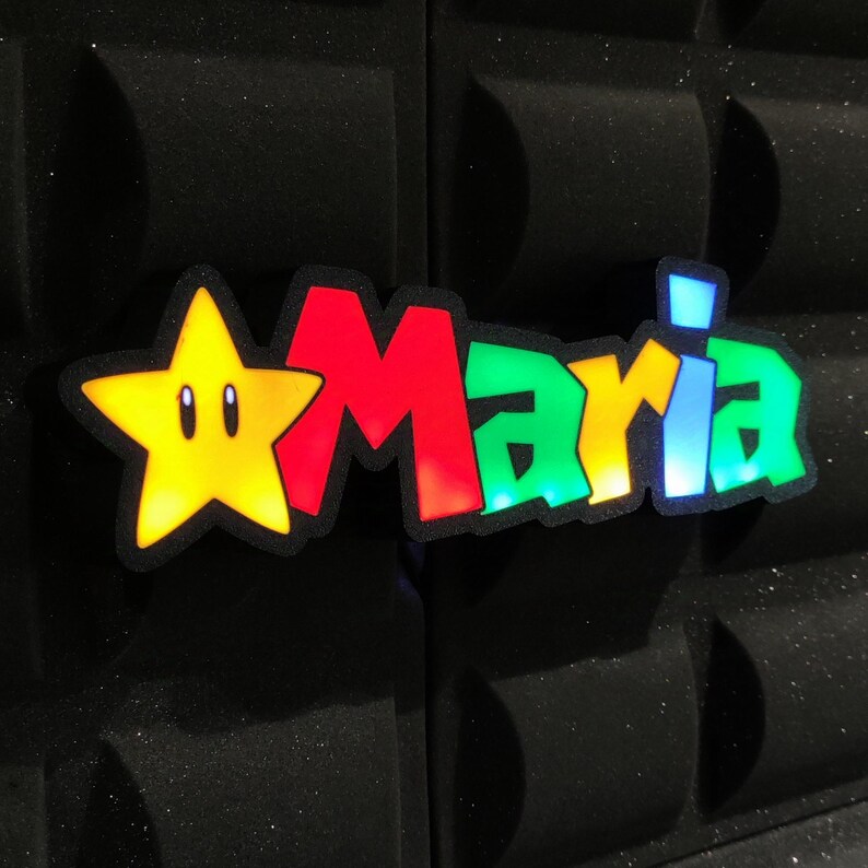 Personalized Super Mario Bros Inspired LED Name Plate, Custom Name Sign ...