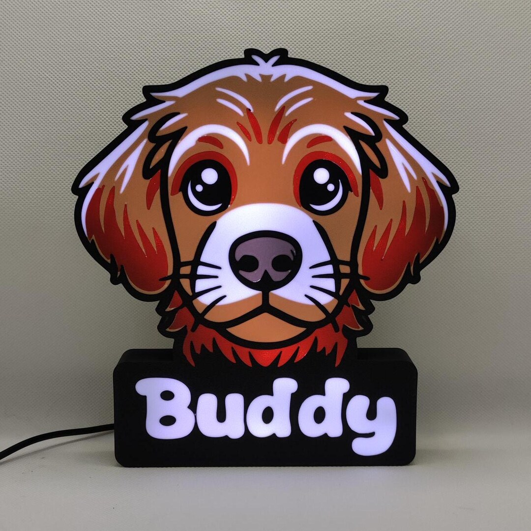 Custom Pet Golden Retriever LED Lamp – Personalized Pet Name Lightbox ...