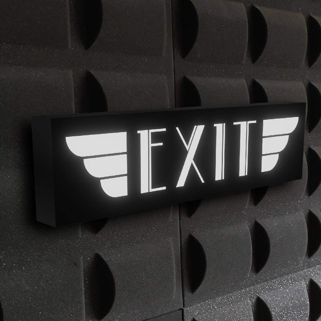 Exit Vintage Art Deco LED Lightbox Retro Exit Sign Store Decor Theater ...