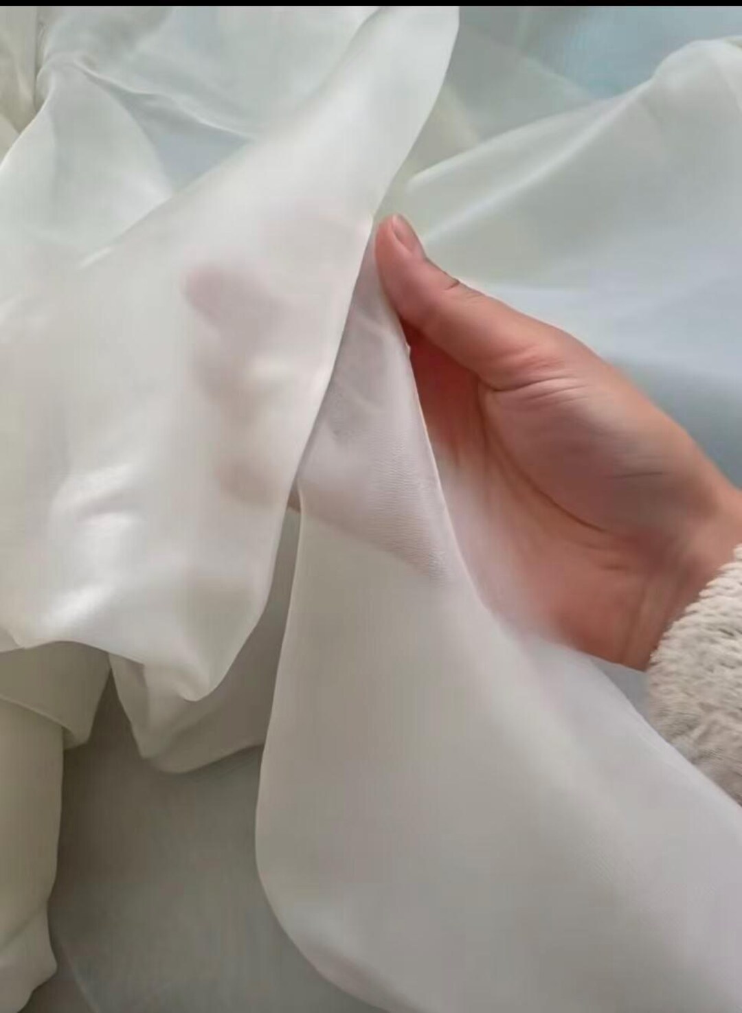 Pure Mulberry Silk Satin Organza Fabric, Undyed Ivory, 44" Wide ...