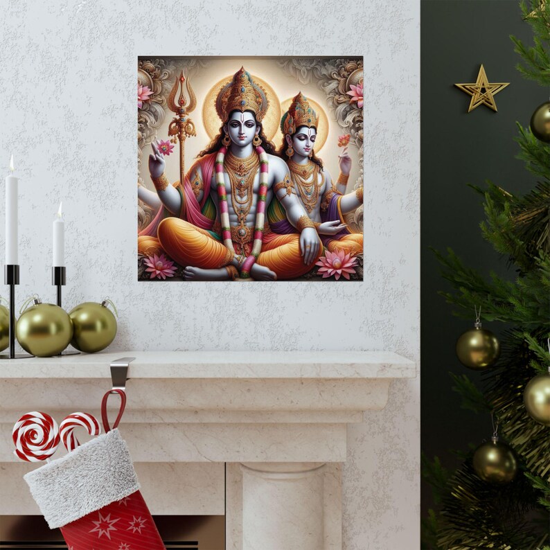 Lord Vishnu Wall Art, Poster, Matte Print for Worship, Hindu God Home ...