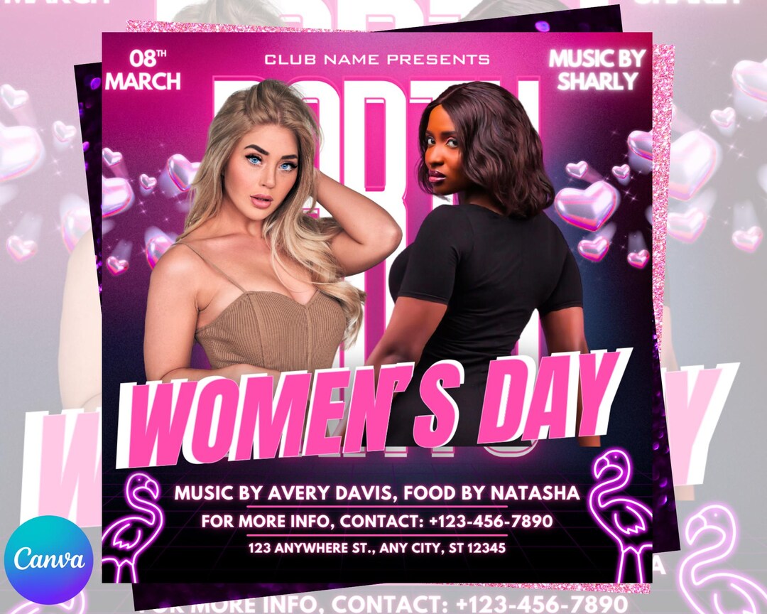 Editable Women's Day Flyer Template for Canva, DIY Event Flyer, Party ...
