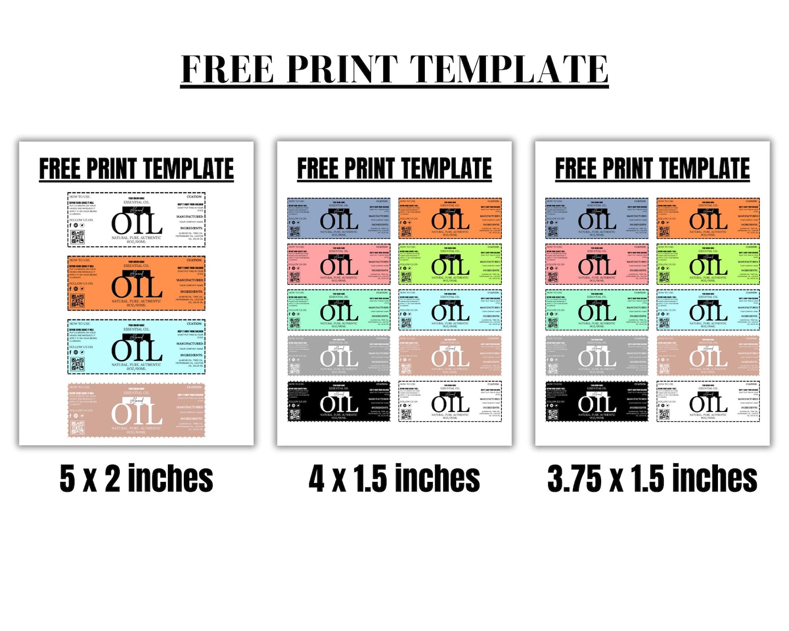 Essential Oil Bottle Label Template, Product Label, Custom Label ...