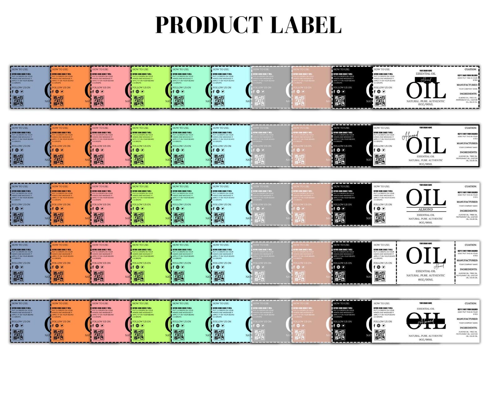Essential Oil Bottle Label Template, Product Label, Custom Label ...