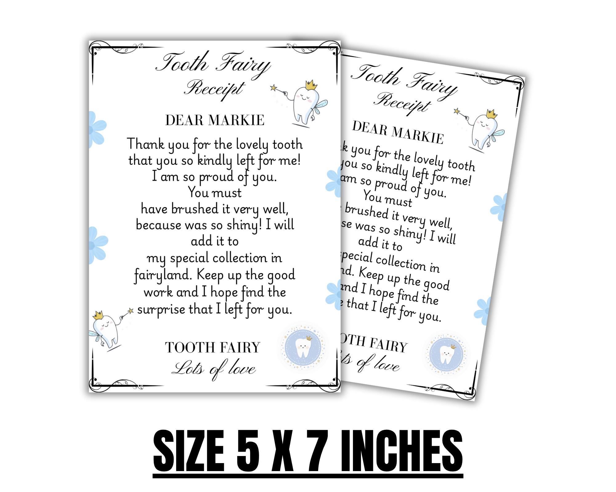 Tooth Fairy Letter First Tooth Fairy Certificate Tooth Fairy Note Lost ...