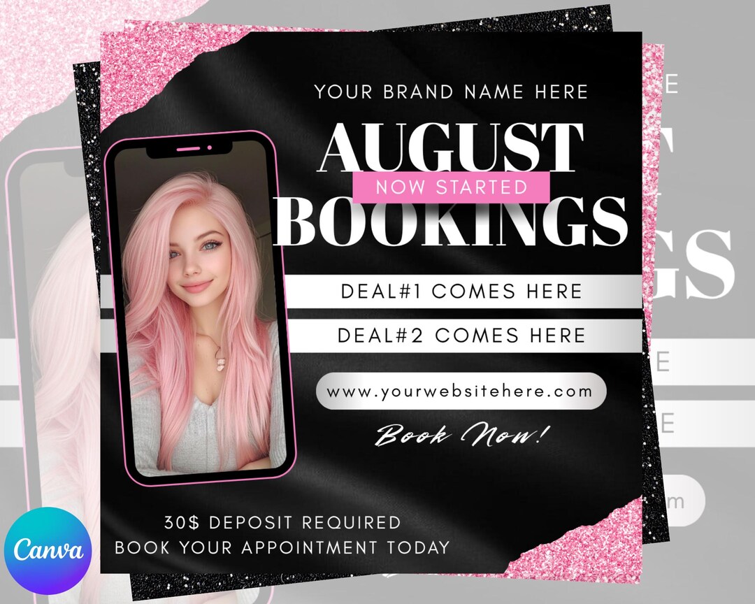 August Booking Flyer , DIY Back to School Flyer, Editable Back to ...