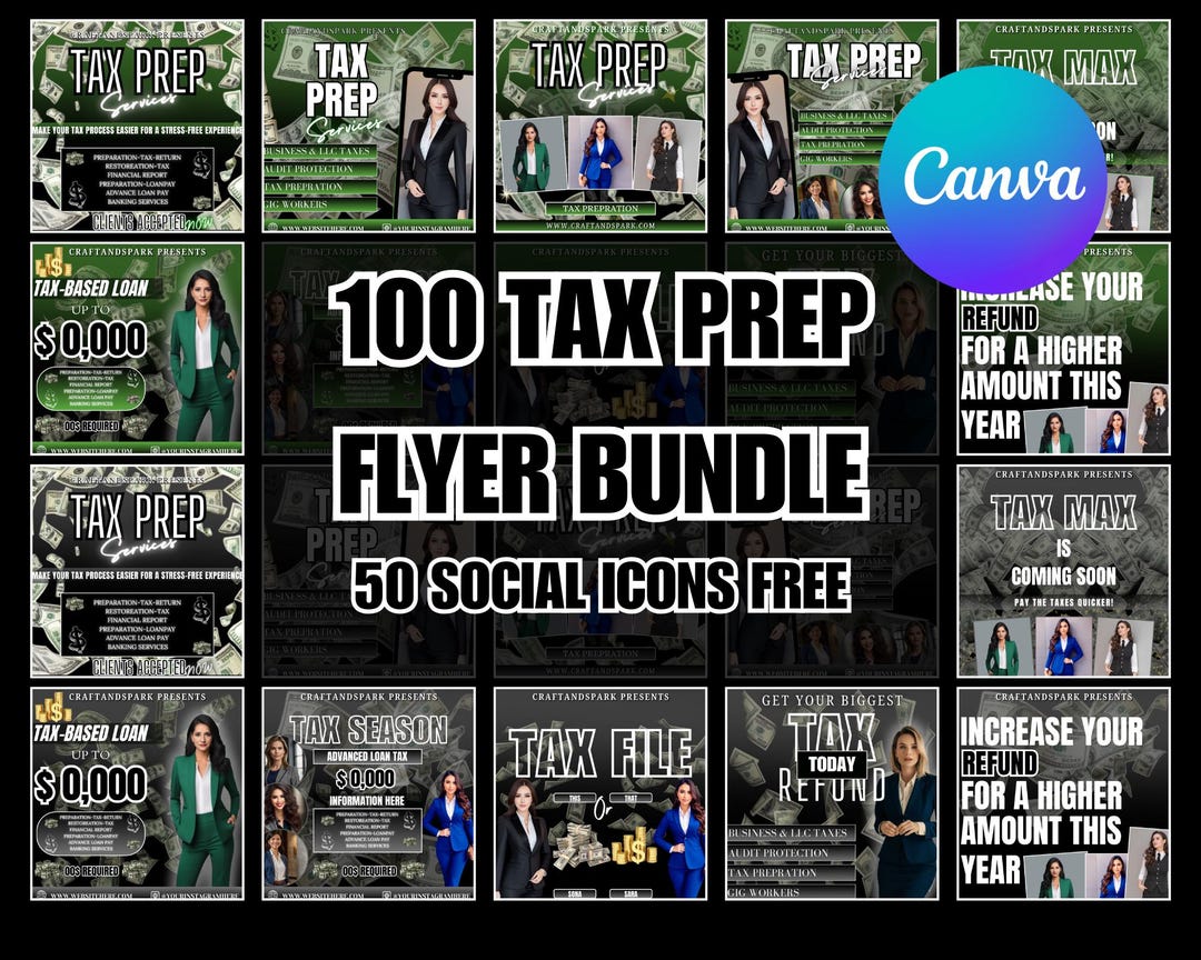 Tax Prep Bundle, Tax Prep Flyer, Tax Prep Instagram, Tax Flyer Template ...