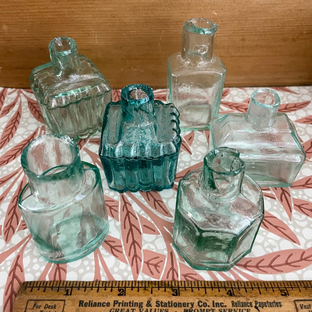 Antique English Glass Inkwells / Ink Bottles - Etsy