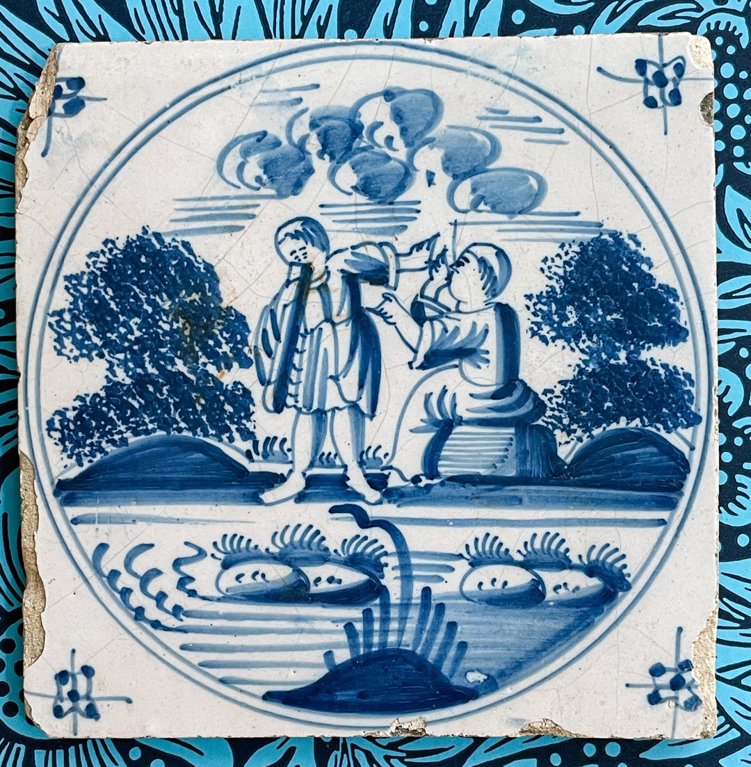 Antique Delft Blue & White Tile C. 18th Century - Etsy