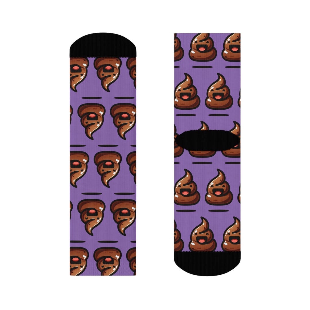 Crew Socks With Poop Emoji Design, Fun Novelty Footwear, Comfy Gifts ...