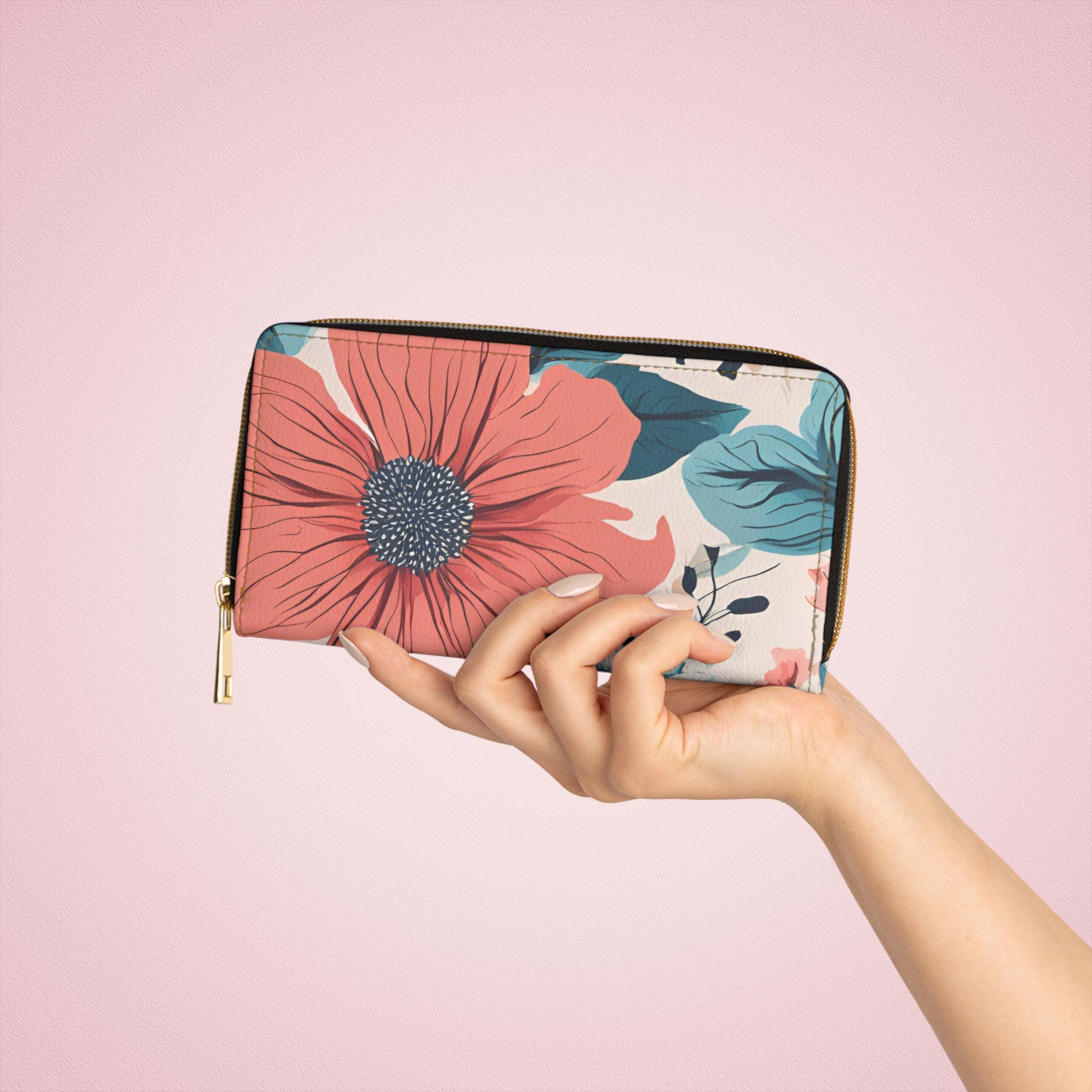 Floral Zipper Wallet, Bridal Gift, Birthday Gift, Daily Wallet ...
