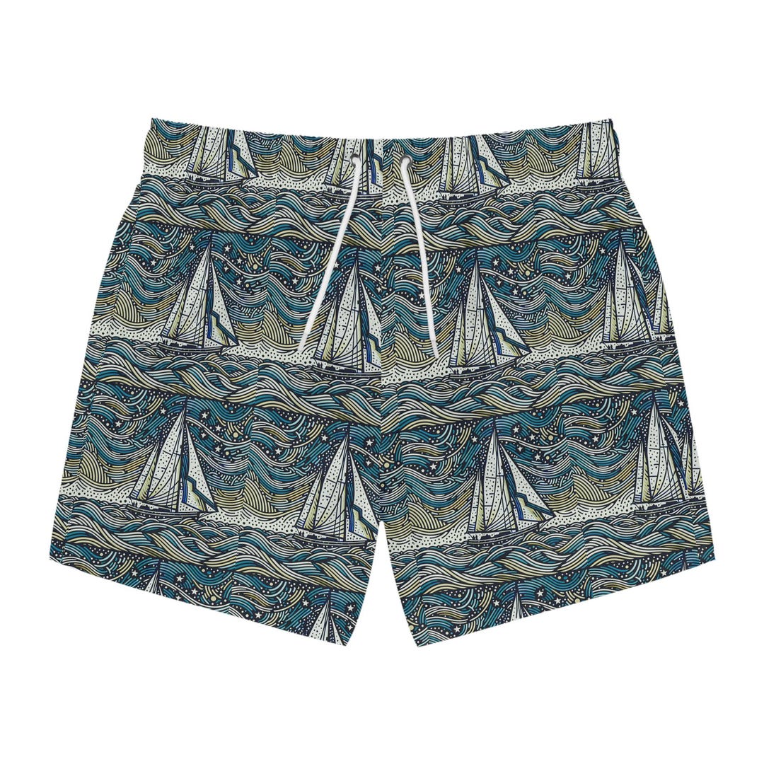 Starry Night Sailboat Swim Trunks, Beachwear, Summer Shorts, Ocean ...