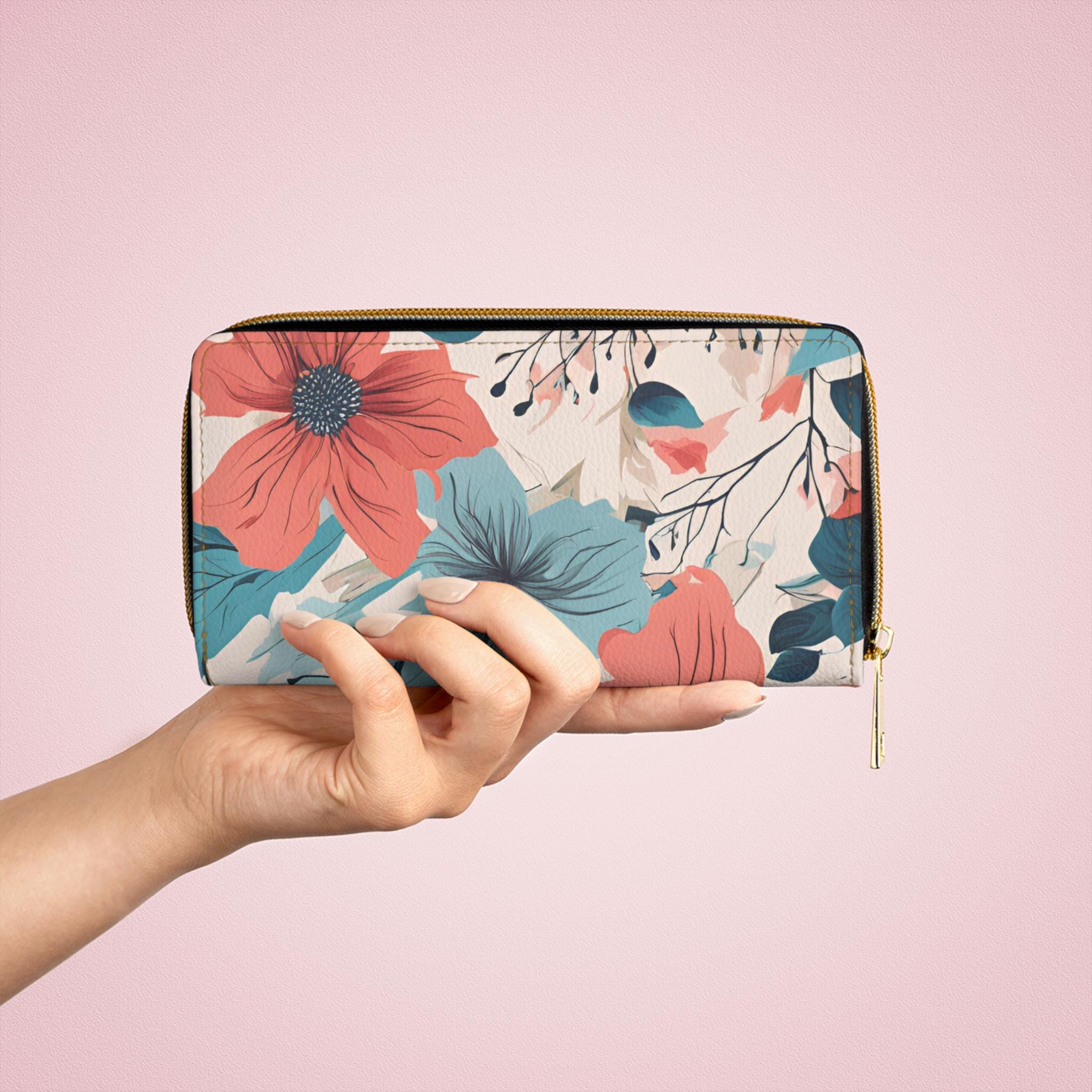 Floral Zipper Wallet, Bridal Gift, Birthday Gift, Daily Wallet ...