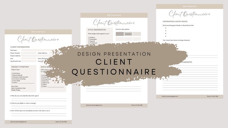 Interior Design Client Questionnaire: Editable Intake Form (digital ...