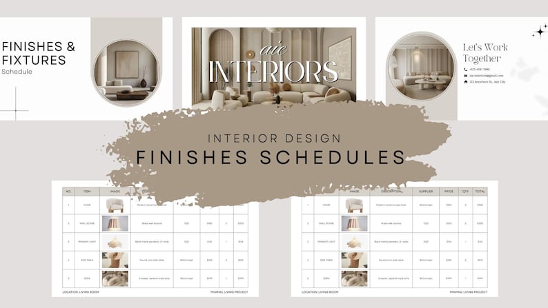 Interior Design Finishes Schedule Template: Editable Canva FF&E Chart ...