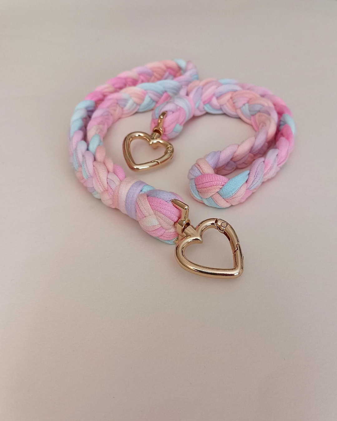 Pastel Rainbow Wristlet Keychain, Heart Clasp Wrist Lanyard, Cute Wrist ...