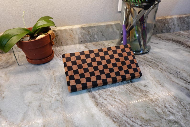 Black & White Checkered Cutting Board - Etsy