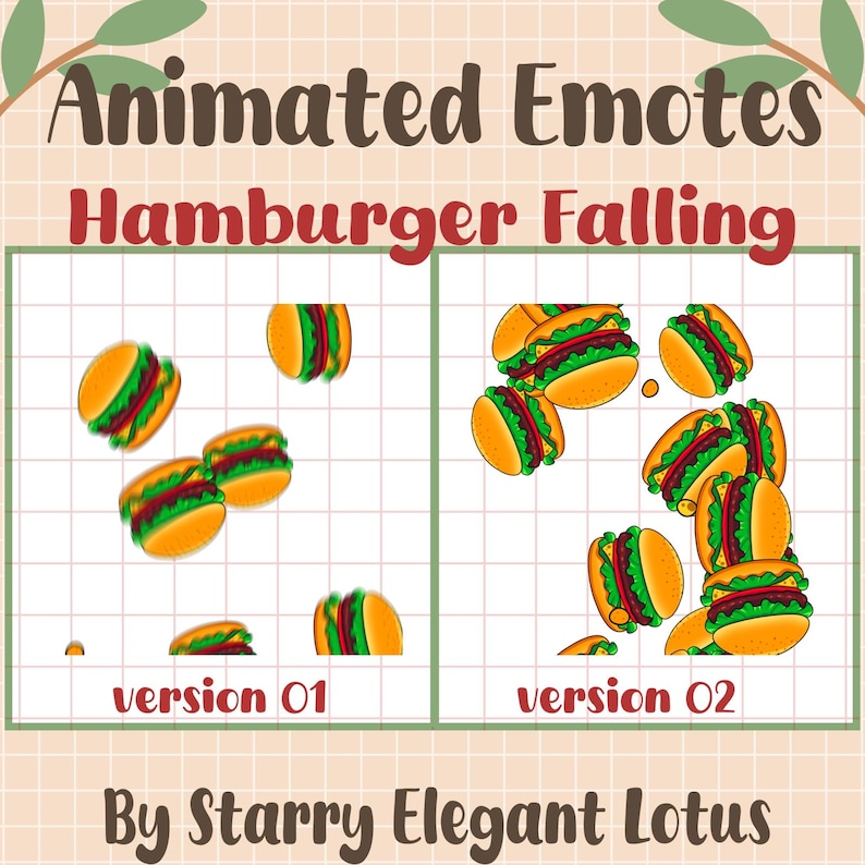 Hamburger Animated Emotes, Cartoon Falling Cheese Burger Stream Emoji ...