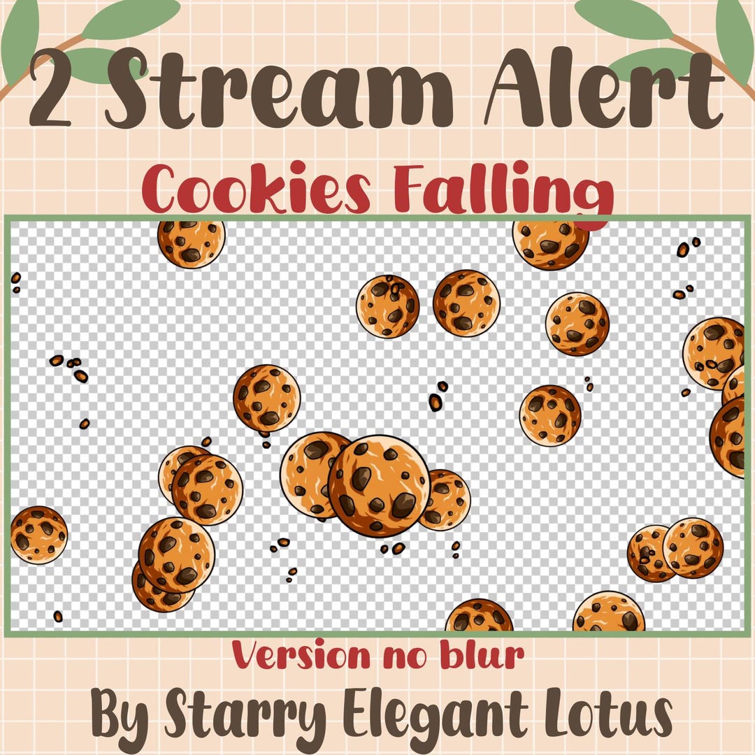 Kawaii Chocolate Chip Cookie Stream Alert, Cute Cartoon Bakery Food Twitch Overlay, Sweet ...