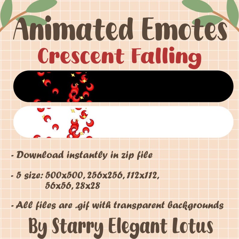 Cartoon Red Blood Crescent Raining Animated Emotes, Raid HYPE Stream ...