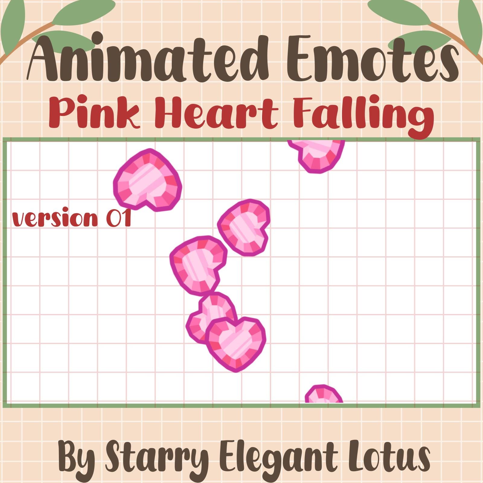 Pink Diamond Heart Falling Animated Emotes, Cartoon Love Hype Rain ...
