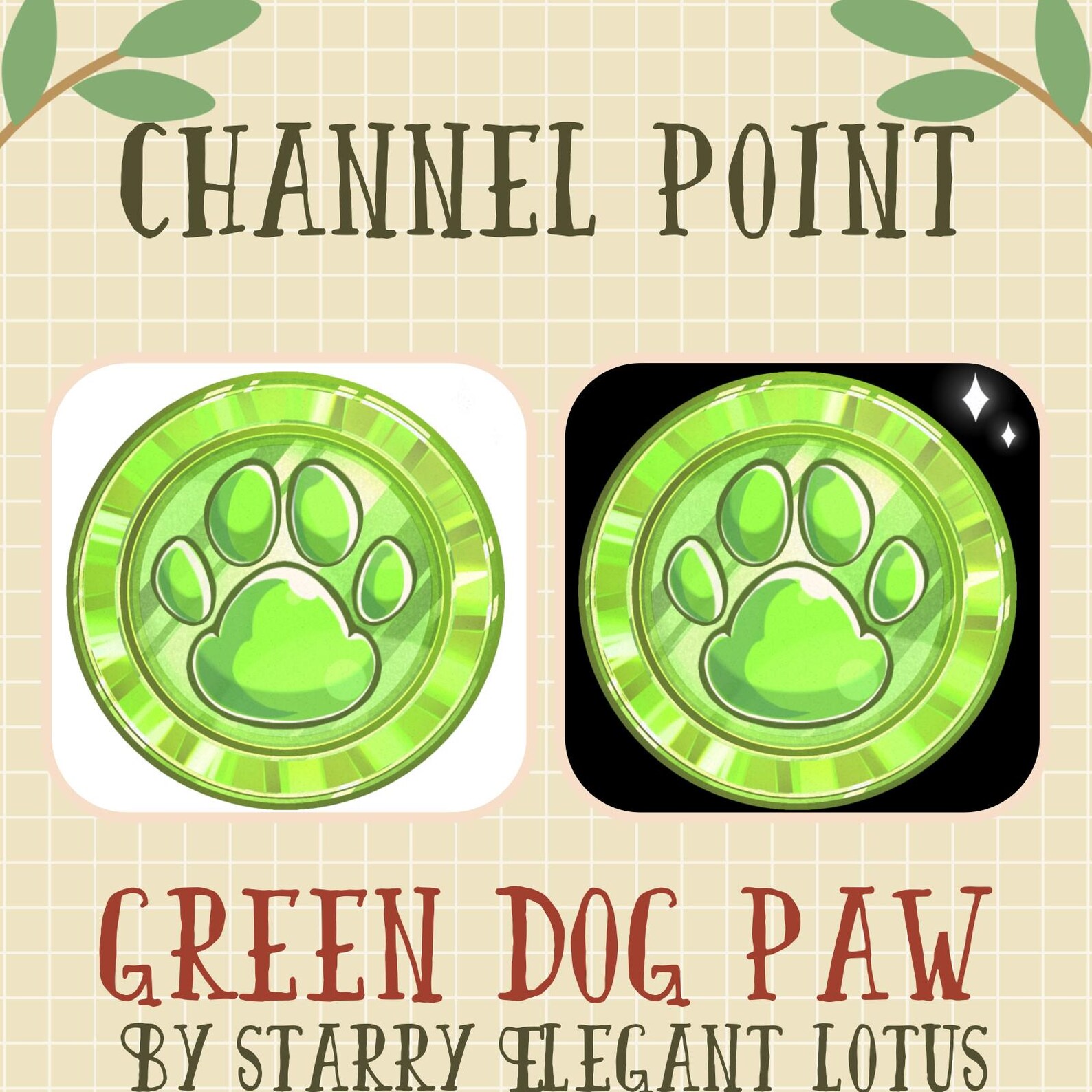 Green Dog Paw Channel Point, Cat Paw Coin Emote, Kitty Toe Sub Bit ...