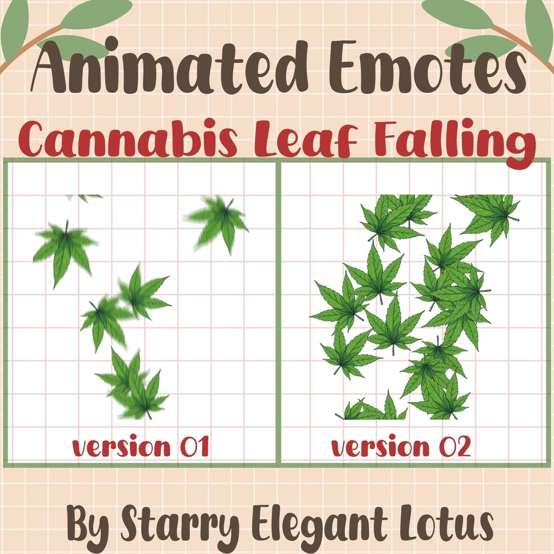 2 Cannabis Leaf Animated Emotes, Cartoon Falling Marijuana Stream Emoji ...