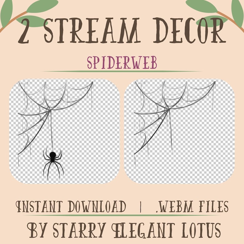 2 Animated Black Spiderweb Stream Twitch Decoration, Creepy Halloween ...