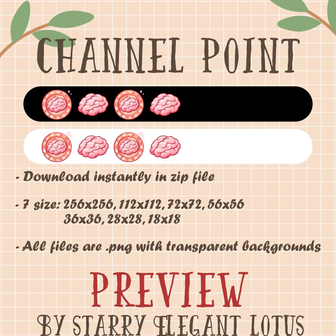 Pink Brain Channel Point Icon, Meme Please Use Me Coin Emote, Sub Bit ...