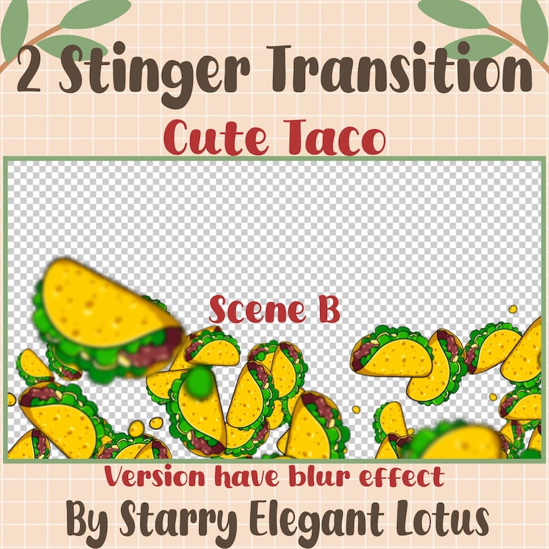 Kawaii Taco Twitch Animated Stinger Transition, Cartoon Beef Tacos ...